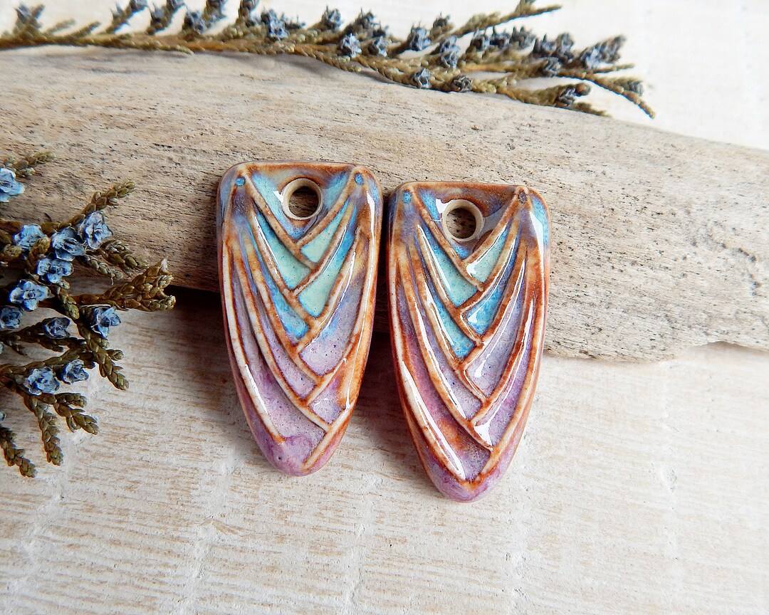 Handmade Bright Drop Charms, Pair Boho Long Oval Earring Findings ...