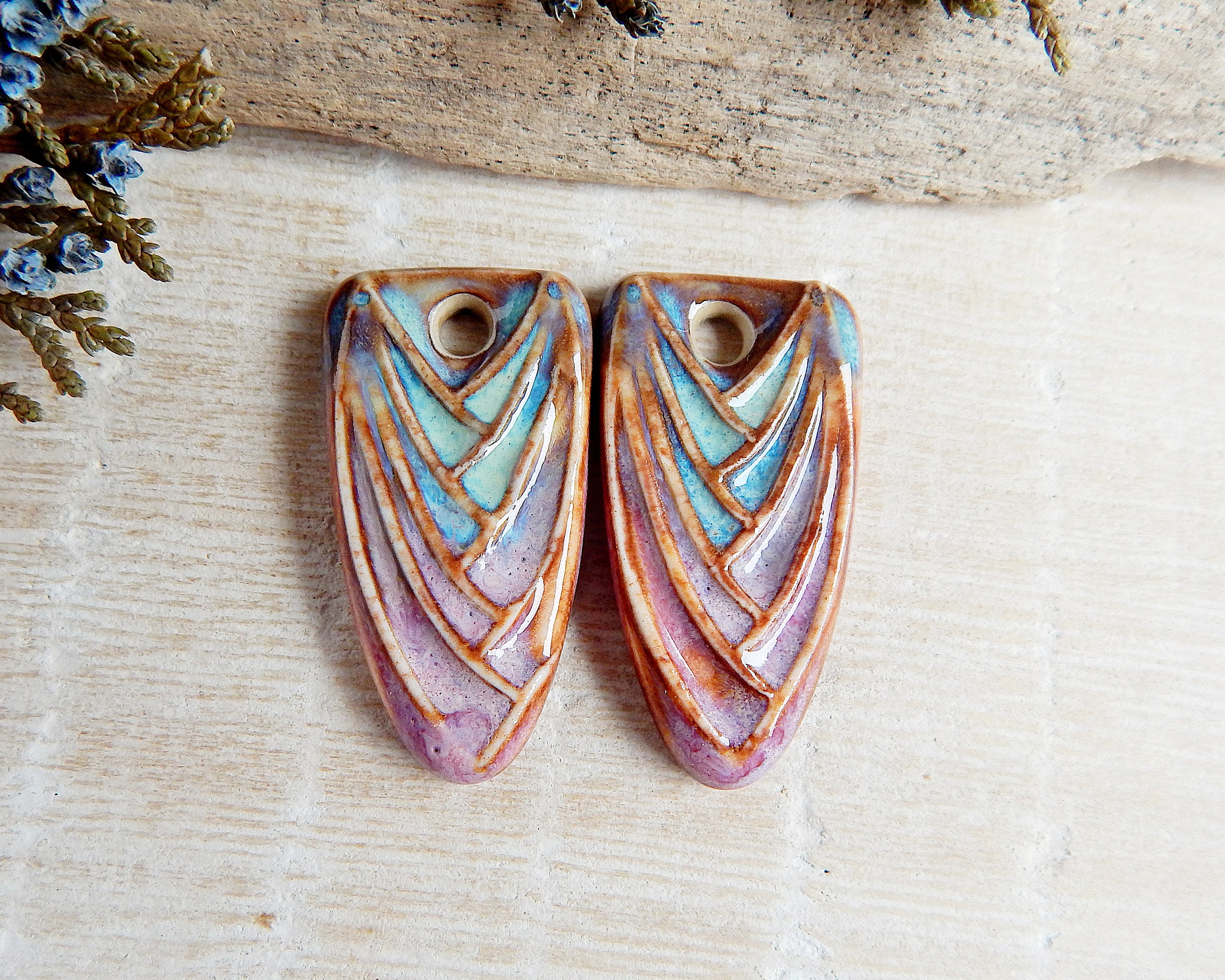 Handmade Bright Drop Charms, Pair Boho Long Oval Earring Findings ...