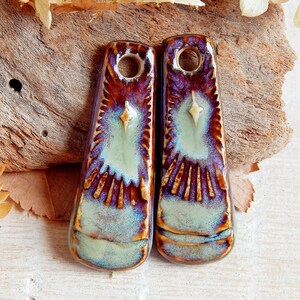 Long Rustic Charms Ceramic Earthy Pendants Organic Artisan - Etsy