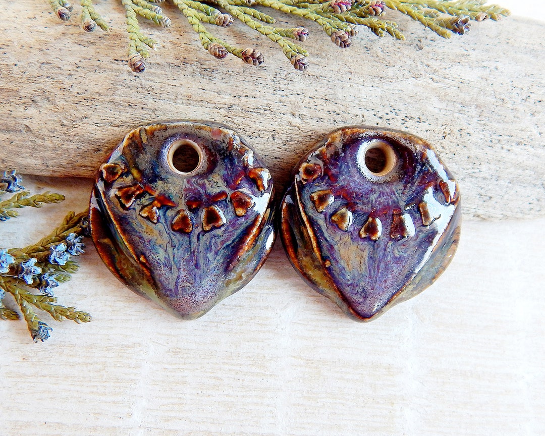 Handmade Boho Ceramic Charms, 2 Pcs Artisan Ethnic Pendants for Making ...