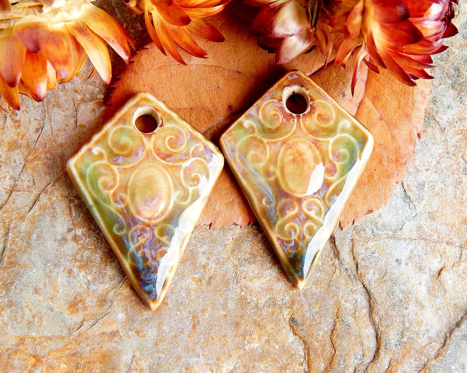 Ceramic Charms Romantic Design, Artisan Earrings Components, Victorian ...