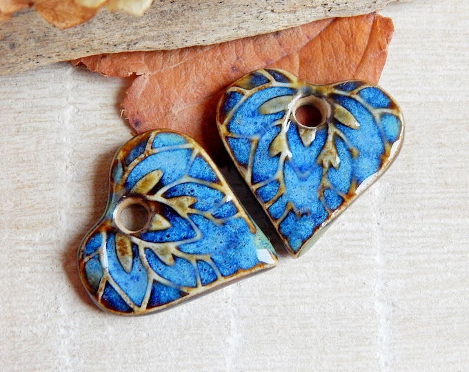 Heart Small Charms of Ceramic, Ceramic Bracelet Charms, Boho Findings ...