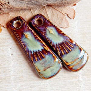 Long Rustic Charms Ceramic Earthy Pendants Organic Artisan - Etsy