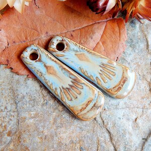 Rustic Artisan Charms Rectangle Ceramic Charms Pair Handmade - Etsy