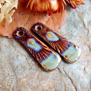 Long Rustic Charms Ceramic Earthy Pendants Organic Artisan - Etsy