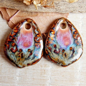 Drop Ceramic Earring Charms, Earthy Pendants to Jewelry Making, Boho ...