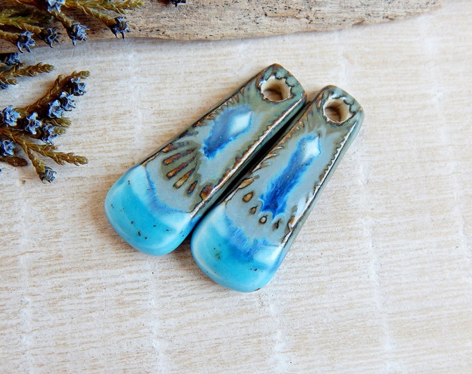 Long Rustic Charms, Ceramic Earthy Pendants, Organic Artisan Charms ...