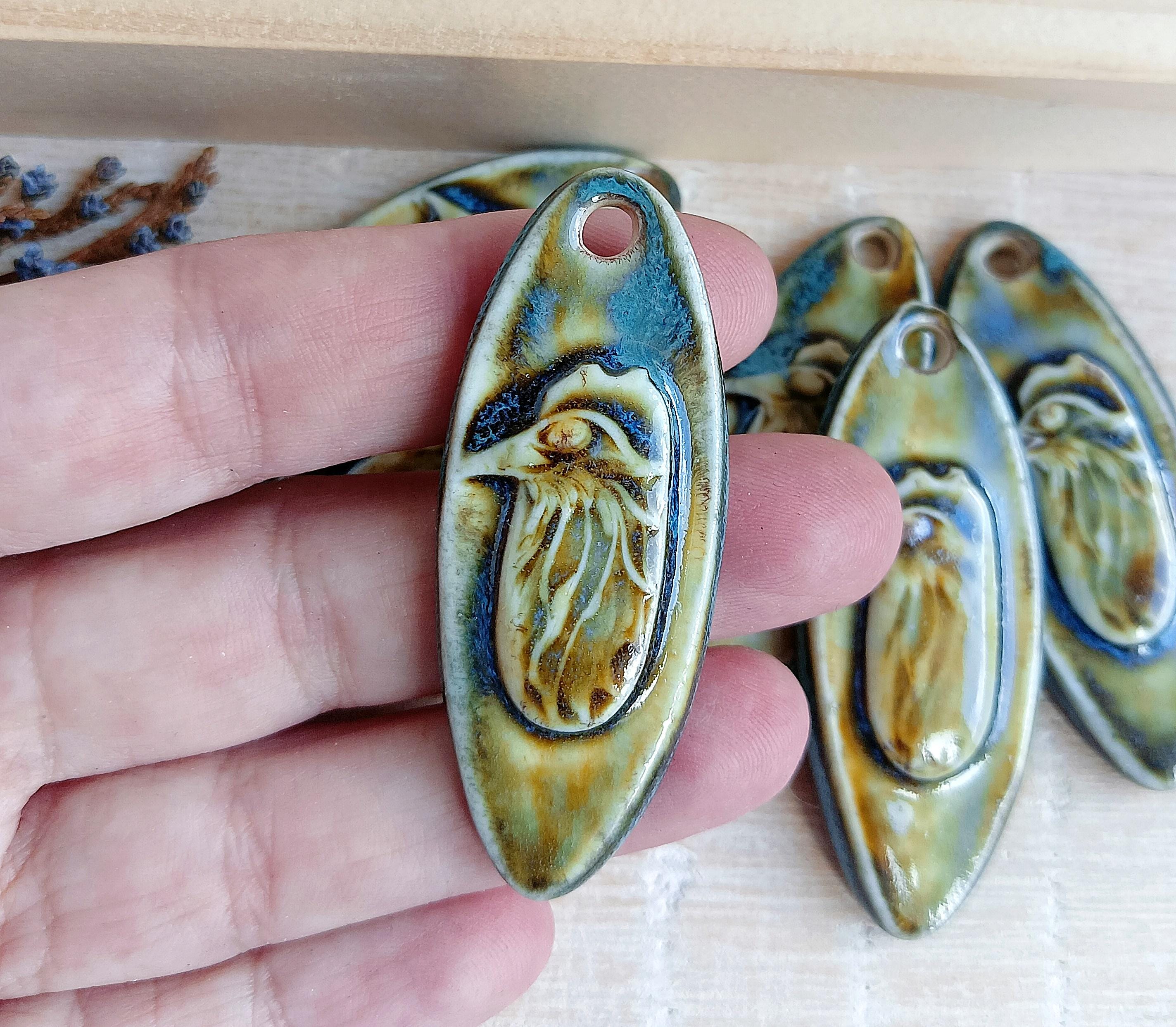 Artisan Raven Ceramic Pendant for Making Necklace, Crow Porcelain ...