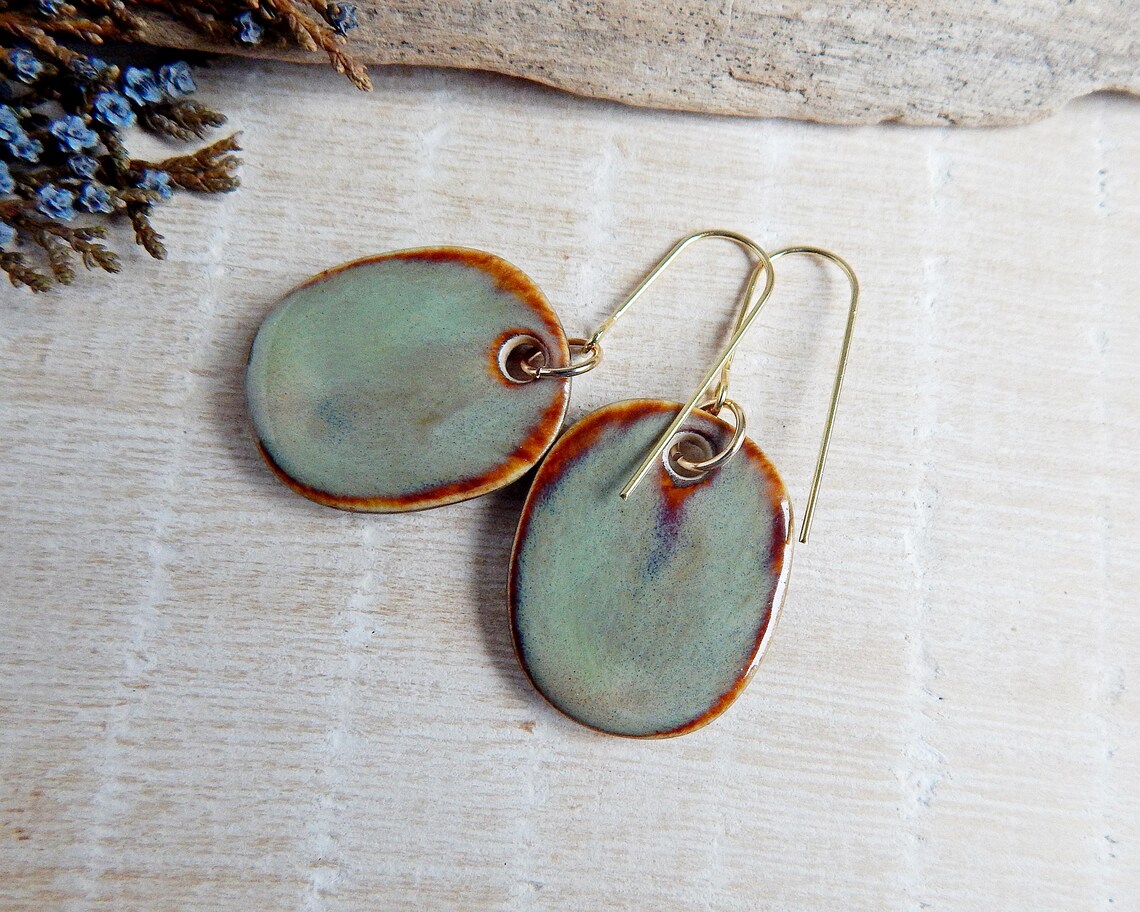 Rustic Earrings With Floral Pattern, Handcrafted Dangle Folk Flower ...