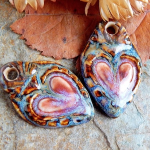 Handmade Heart Charms, Artisan Ceramic Charms for Jewelry Making ...