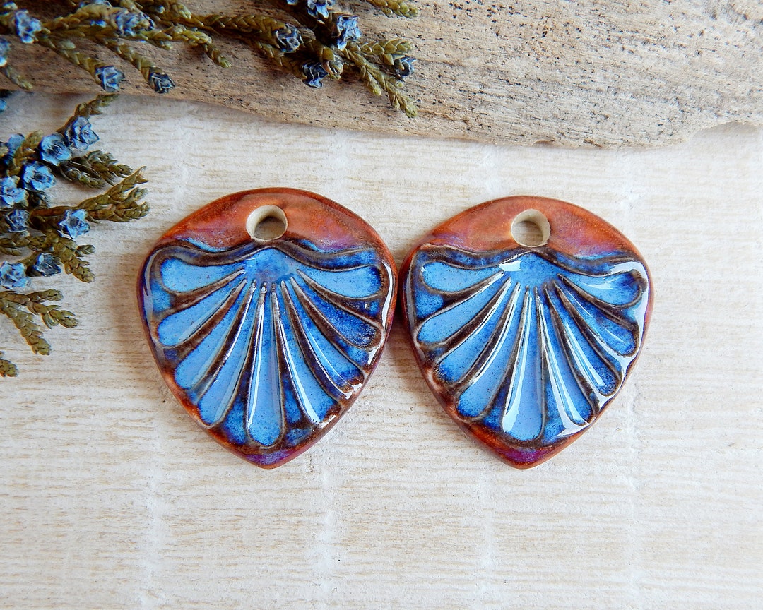 Boho Bright Ceramic Charms, Artisan Porcelain Jewelry Findings, 2pcs ...