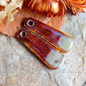 Long Rustic Charms Ceramic Earthy Pendants Organic Artisan - Etsy