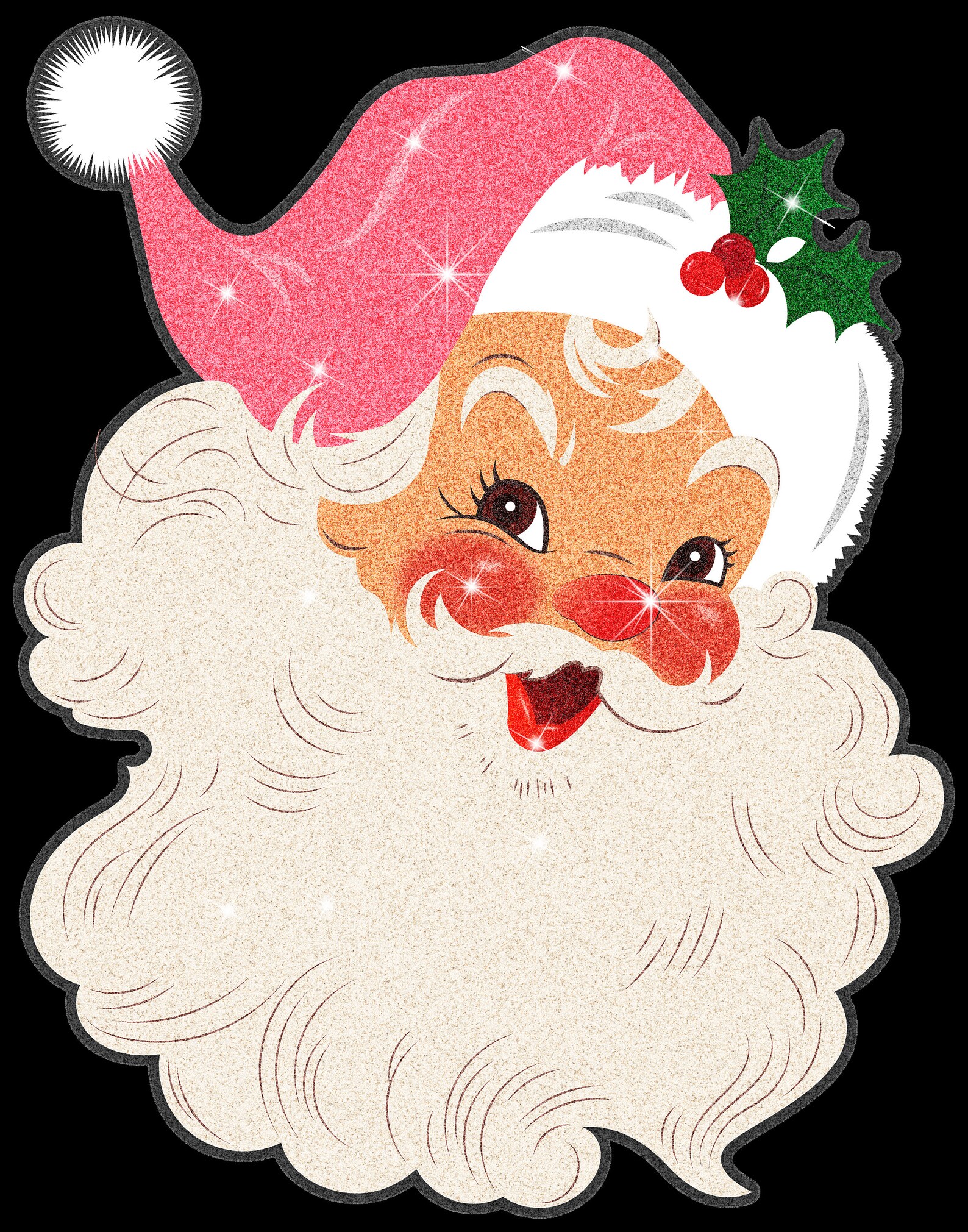 Vintage Pink Santa Design(plain & "glitter") (digital File Only) - Etsy