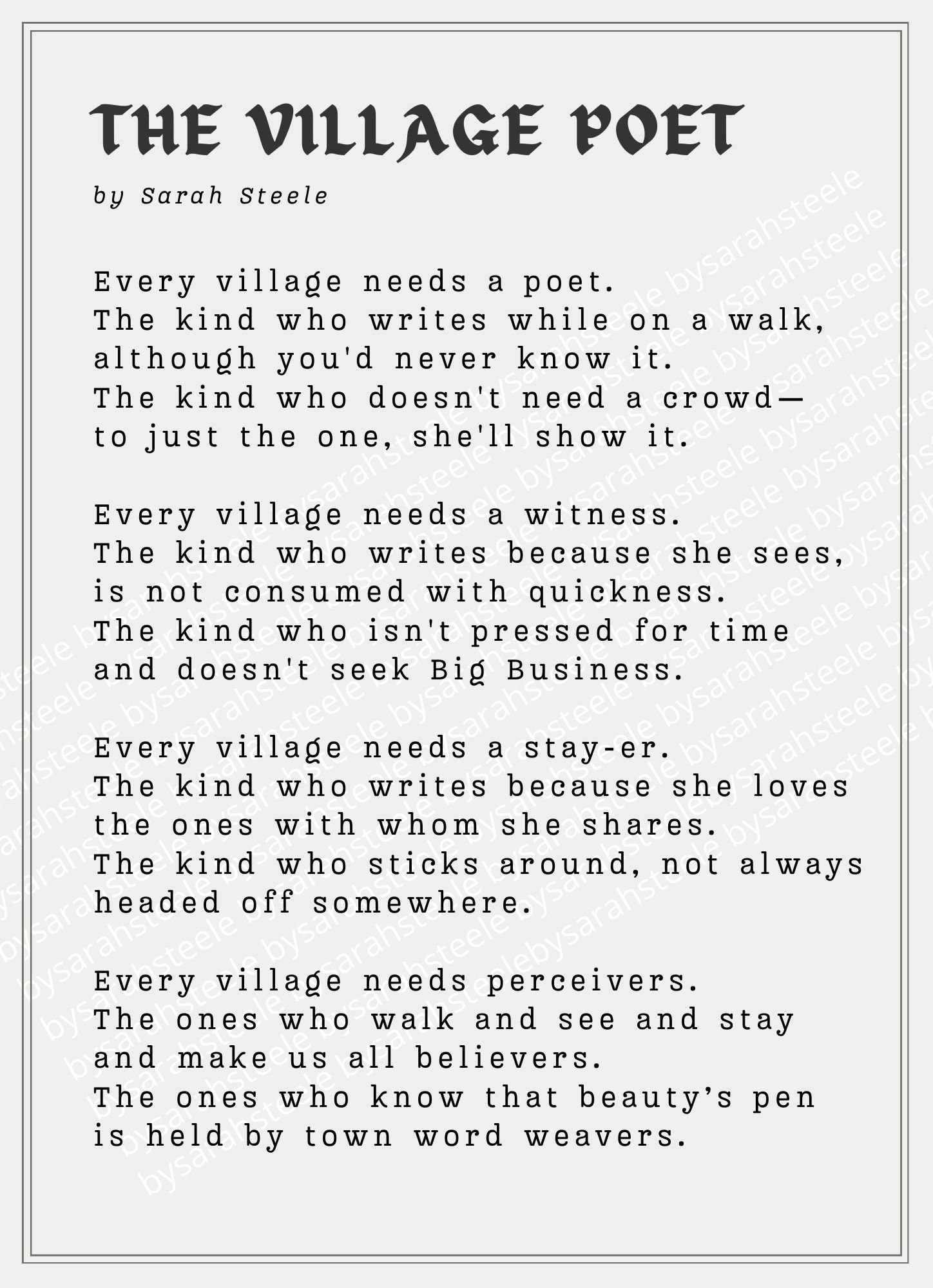 The Village Poet // Original Poetry // Digital Download // Be Present ...
