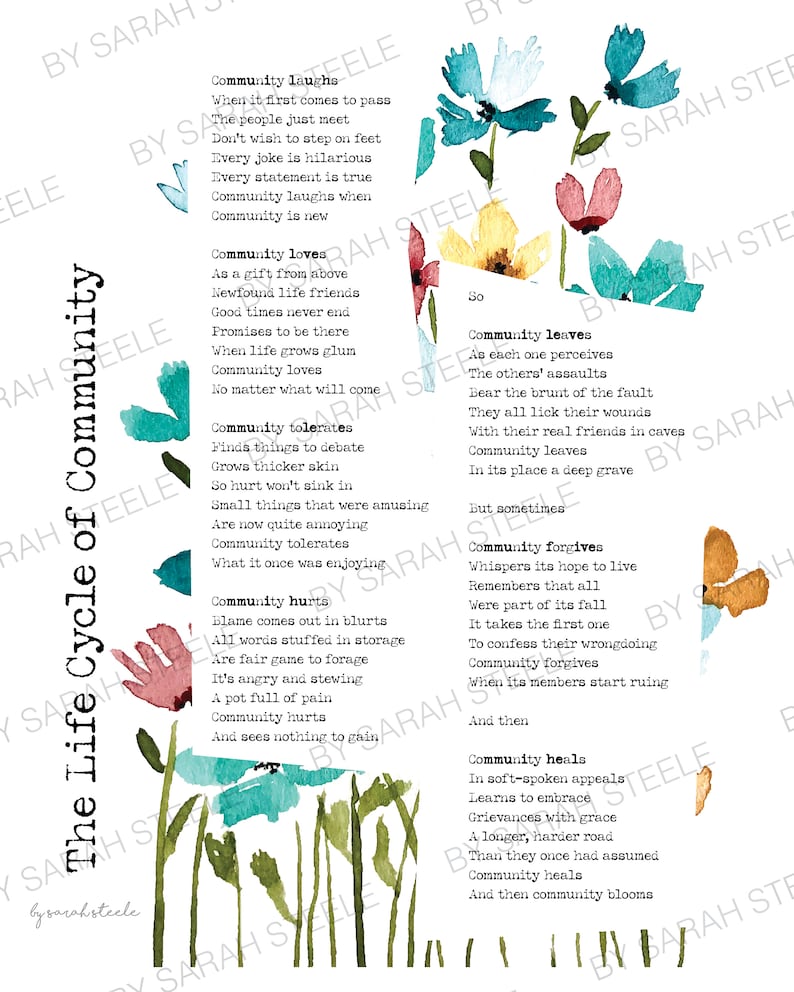 The Life Cycle of Community // Original Poem // DIGITAL - Etsy