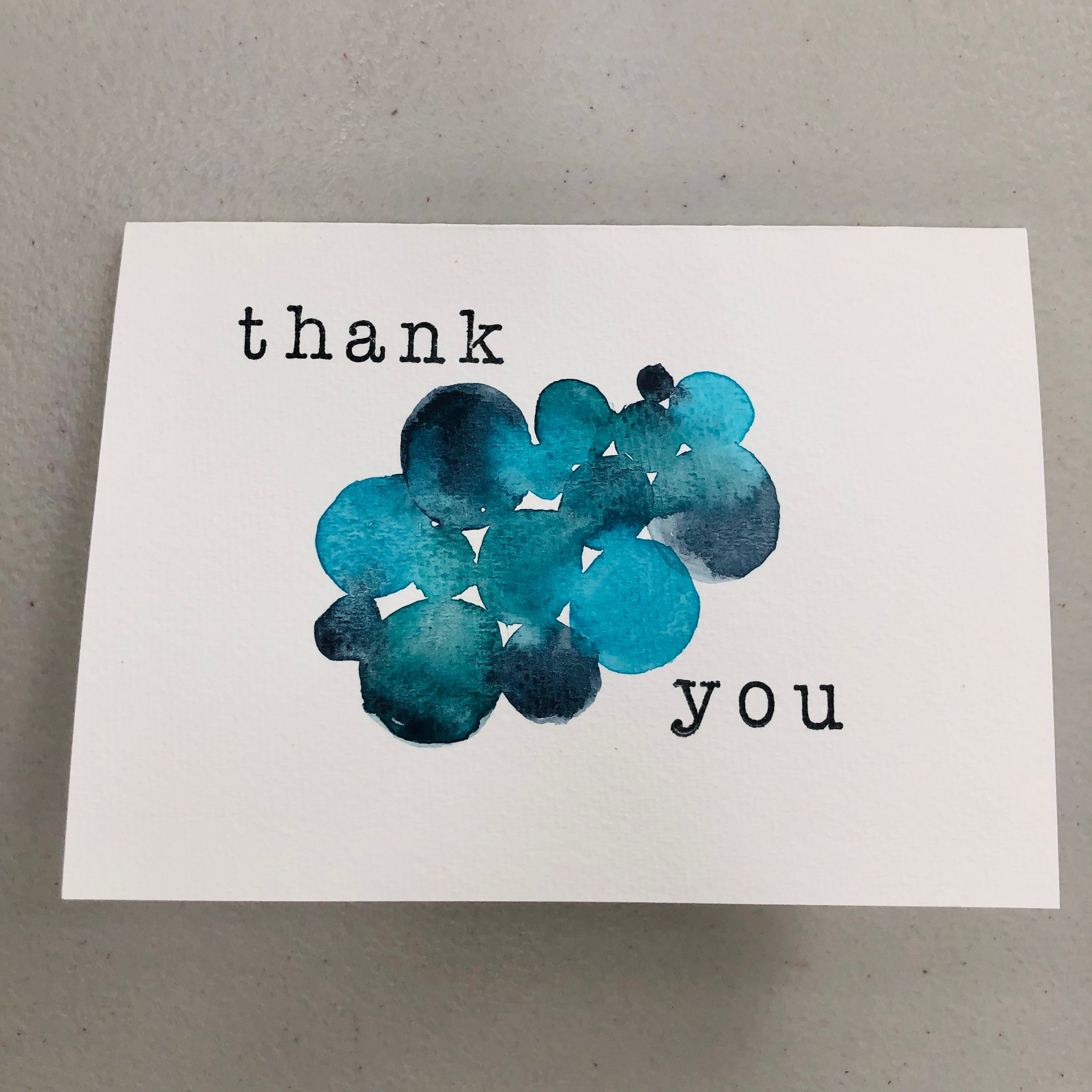 Set of 4 Blue Watercolor Thank You Cards - Etsy