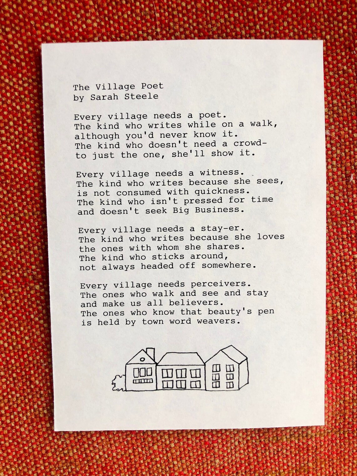 The Village Poet // Typed Poem // Typewriter Art - Etsy