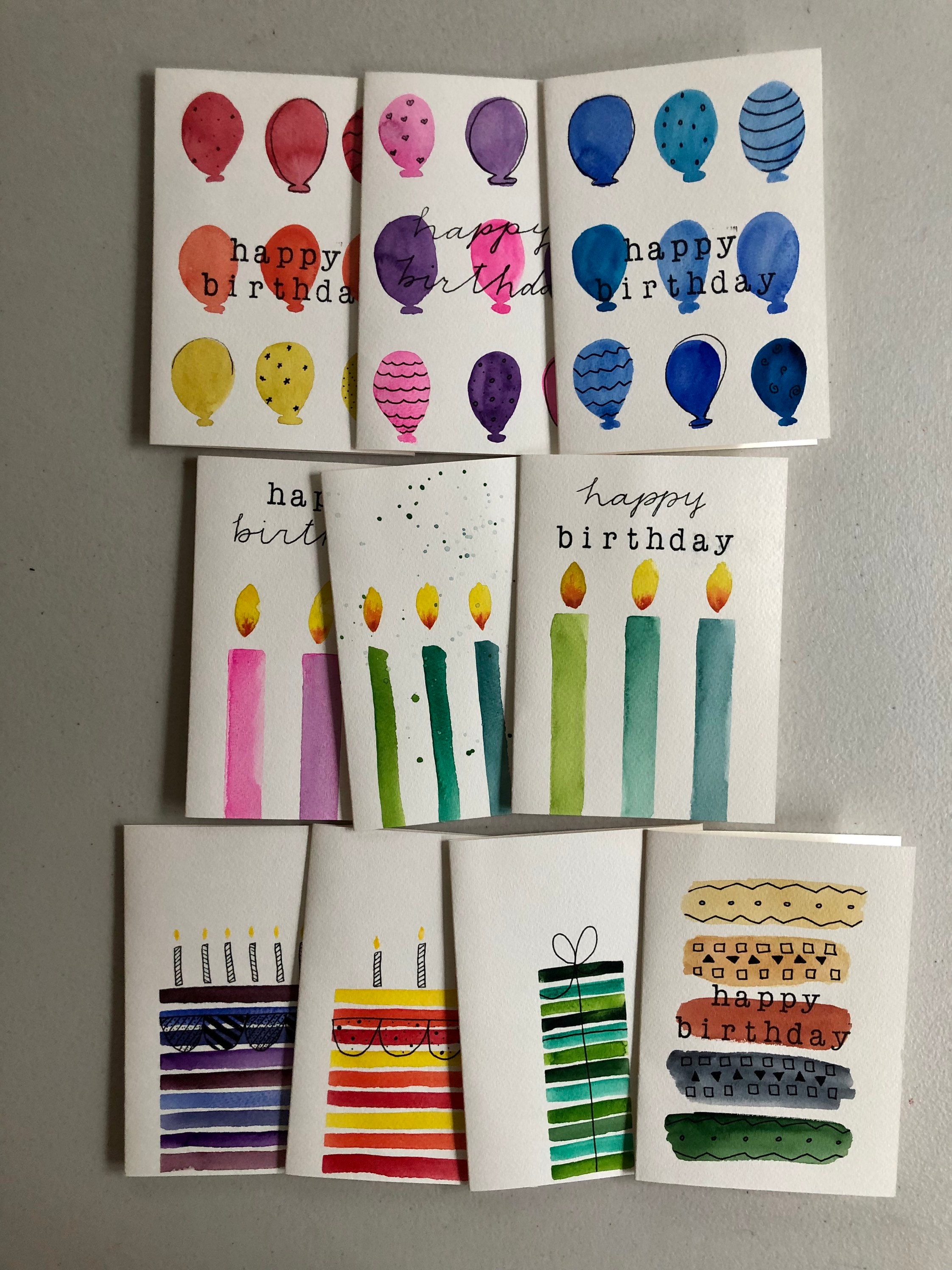 Set of 10 Watercolor Birthday Cards - Etsy