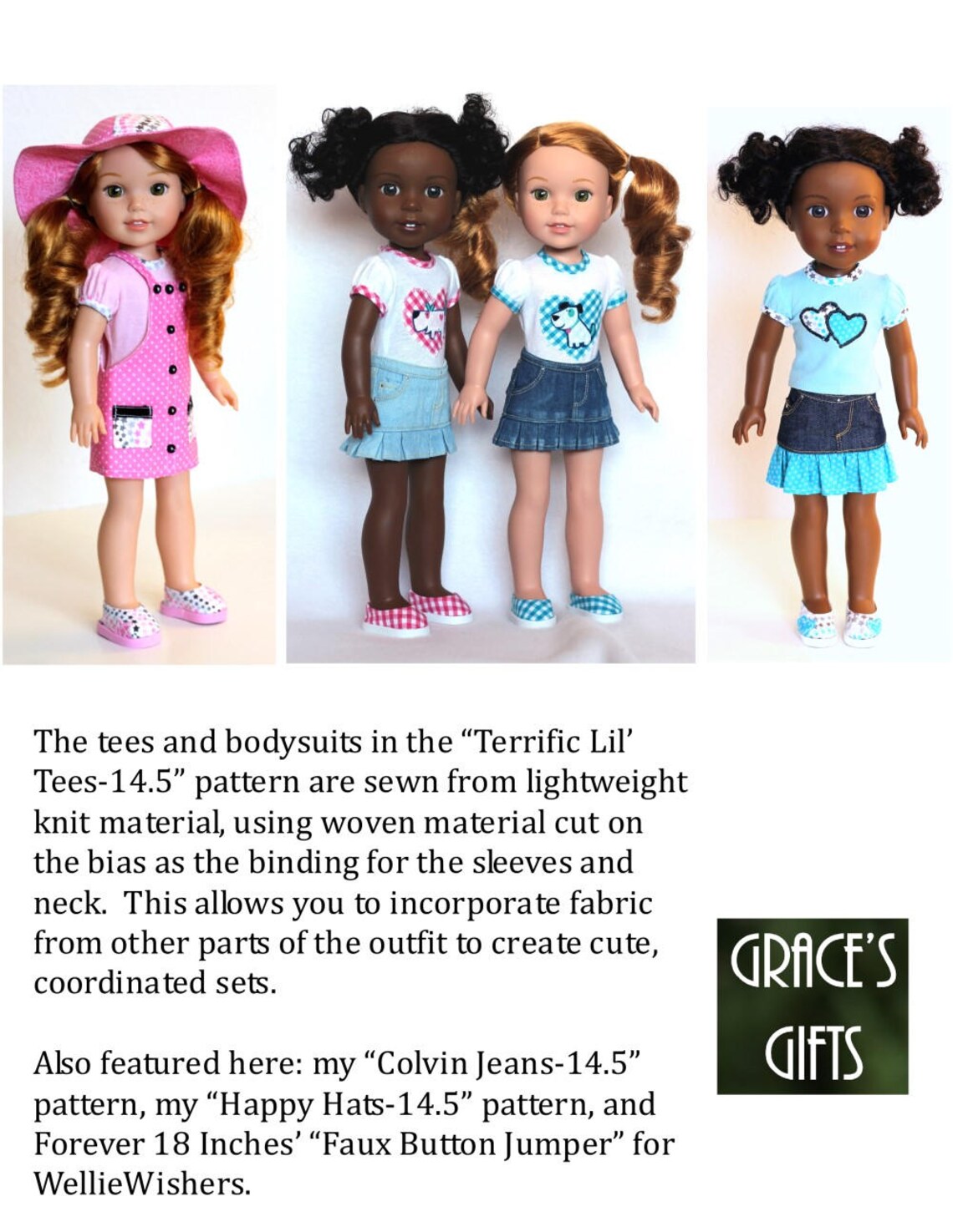 TERRIFIC LIL' Tees-14.5" Sewing Pattern Designed to Fit 14.5" Inch ...