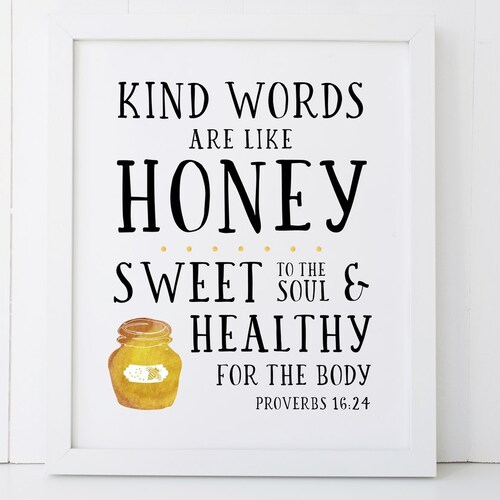 Vintage Bible Page Verse Scripture kind Words Are Like Honey | Etsy