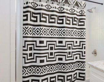 Black Aztec Shower Curtain - Etsy