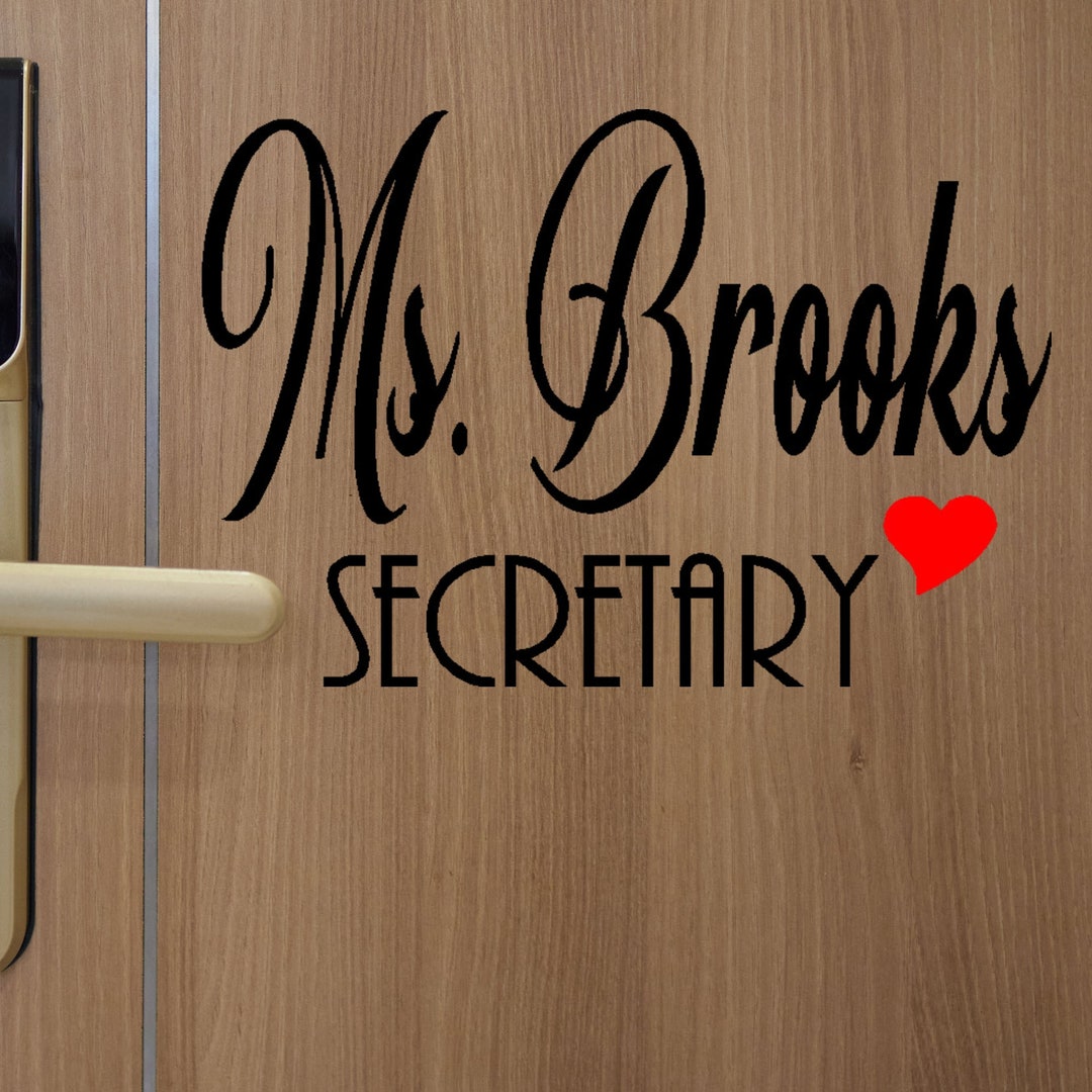 Secretary Decal for Door or Wall, Personalized Secretary Name, Decal ...