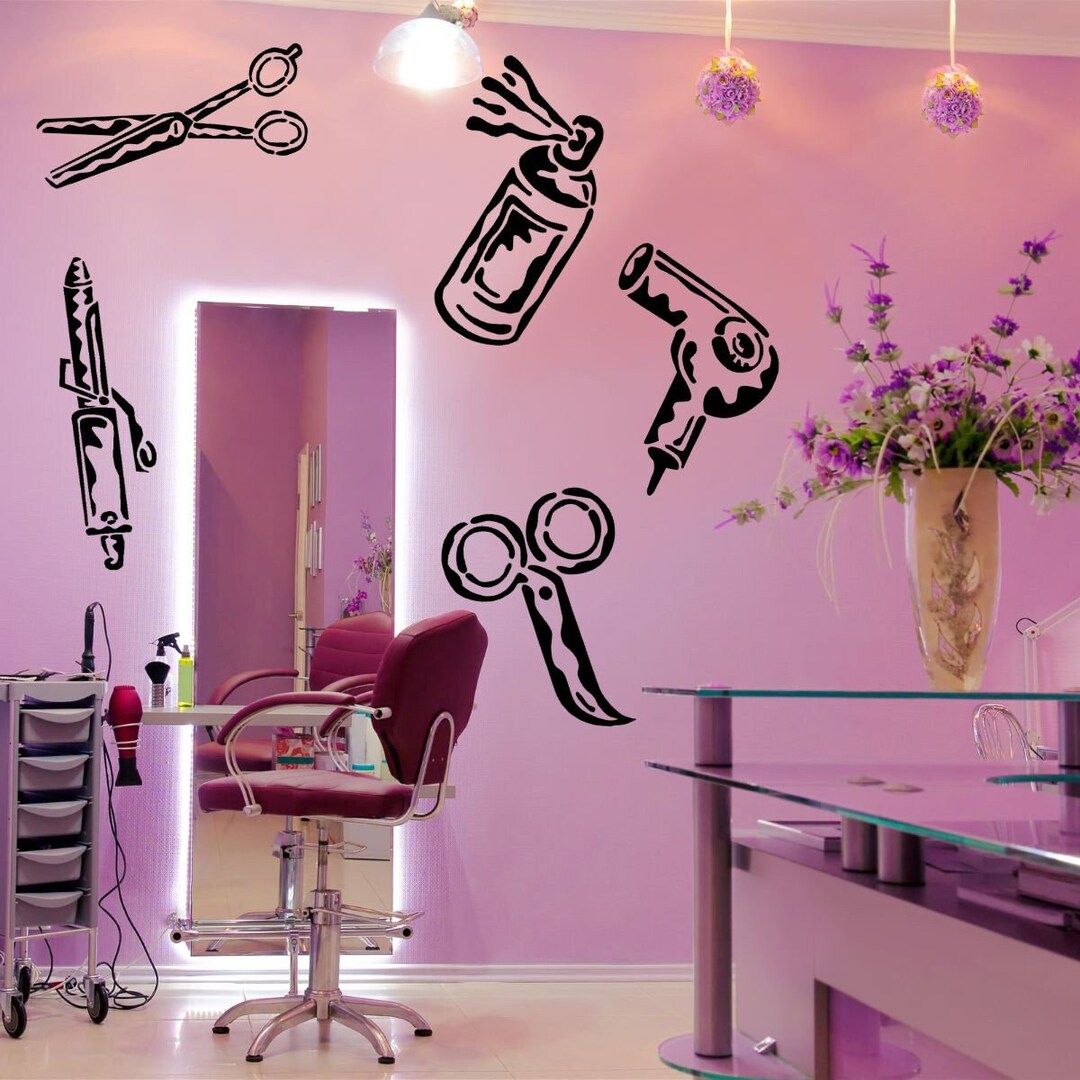 Hair Styling Decal, Bathroom Wall Decal, Hair Wall Stickers, Glam Room ...