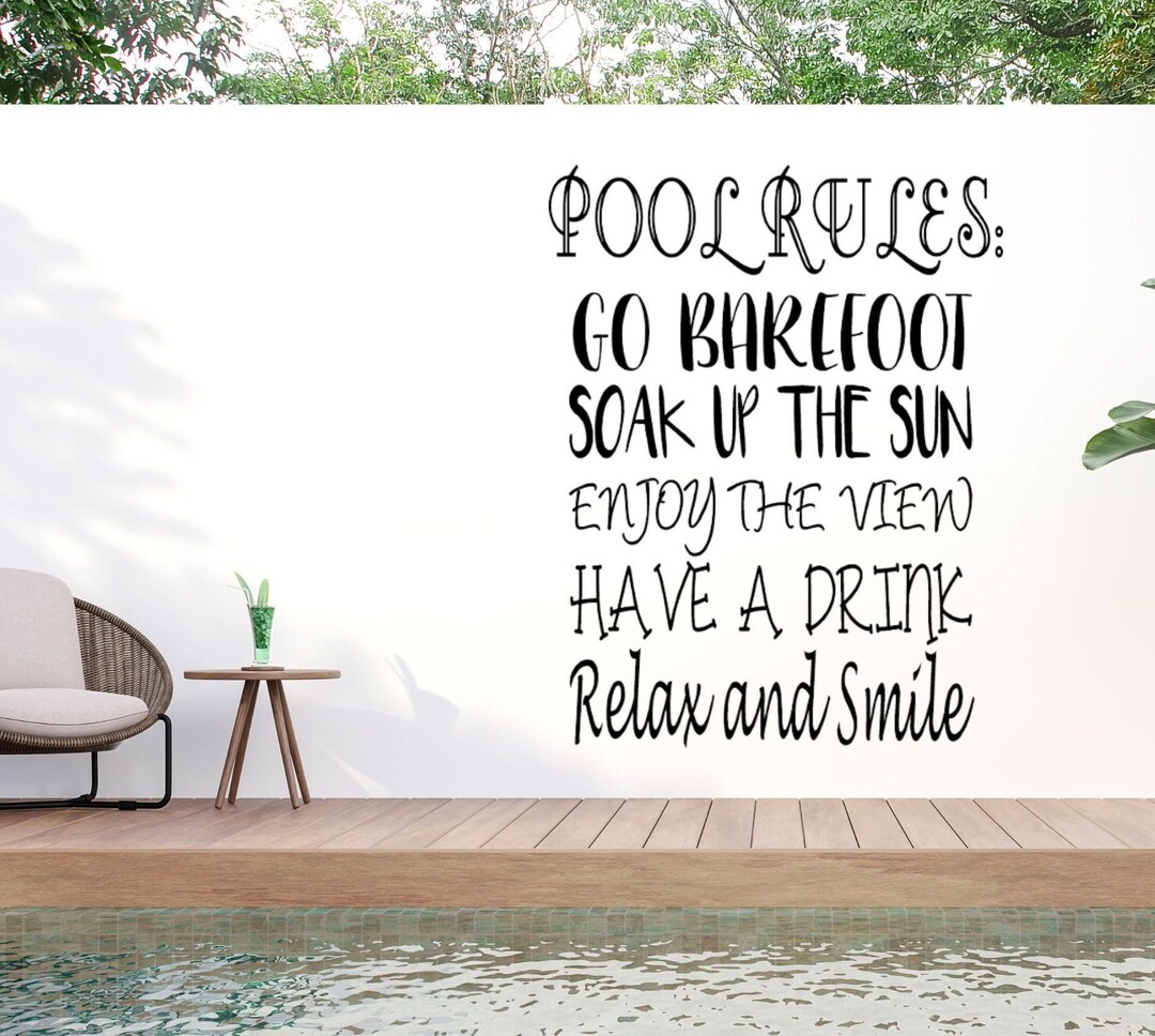Sticker mural en vinyle avec règles de piscine, enseignes d'arrière ...