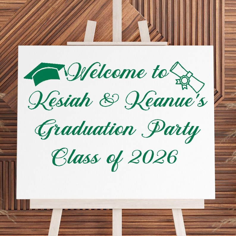 Graduation Party Vinyl Decal Welcome Sign, Twins or Joint Party ...