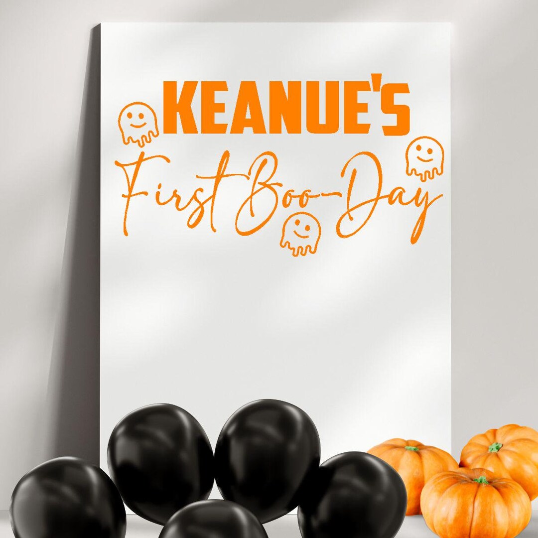 First Boo-day Vinyl Decal for Backdrop, Balloon Arch Custom Welcome ...