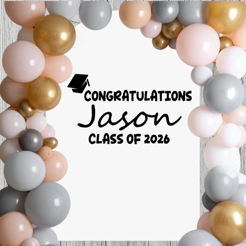 Congratulations (name) Class of 2026 With Diploma Hat Vinyl Decal ...