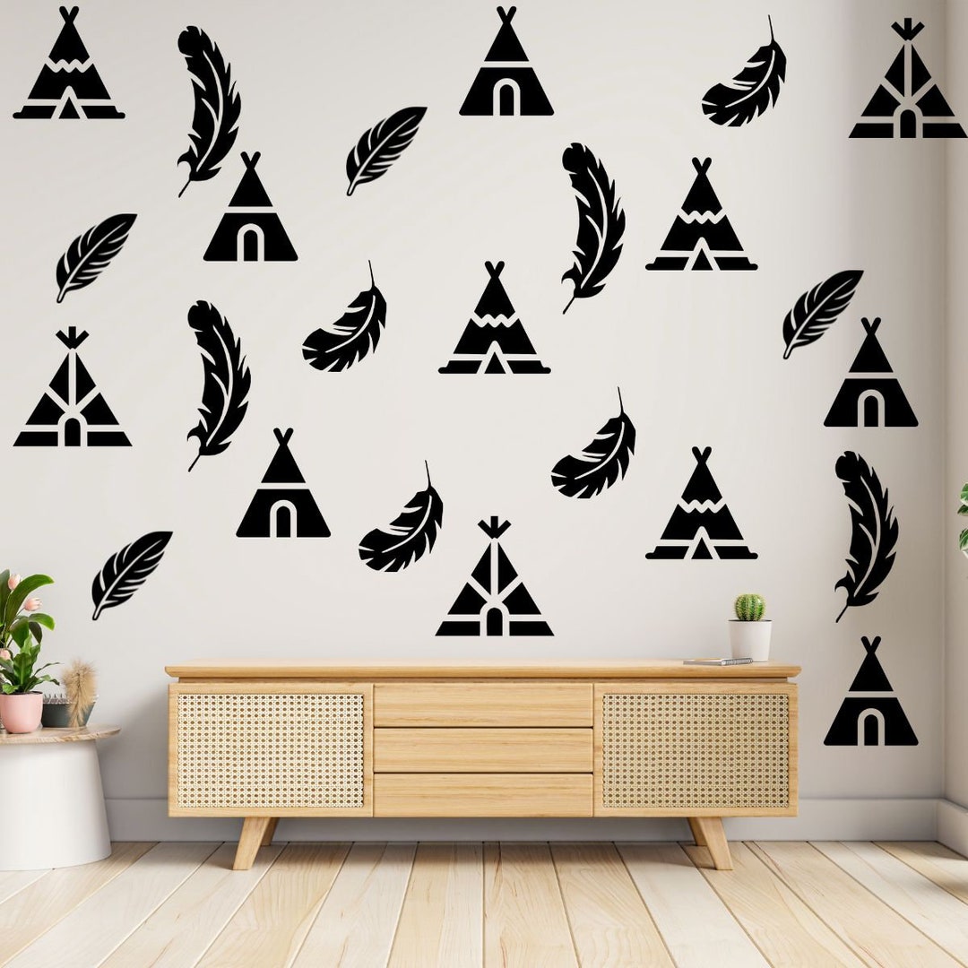 Teepees and Feathers Vinyl Decals, Desert Designs Wall Stickers ...