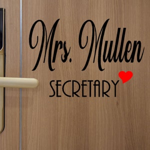Secretary Decal for Door or Wall, Personalized Secretary Name, Decal ...