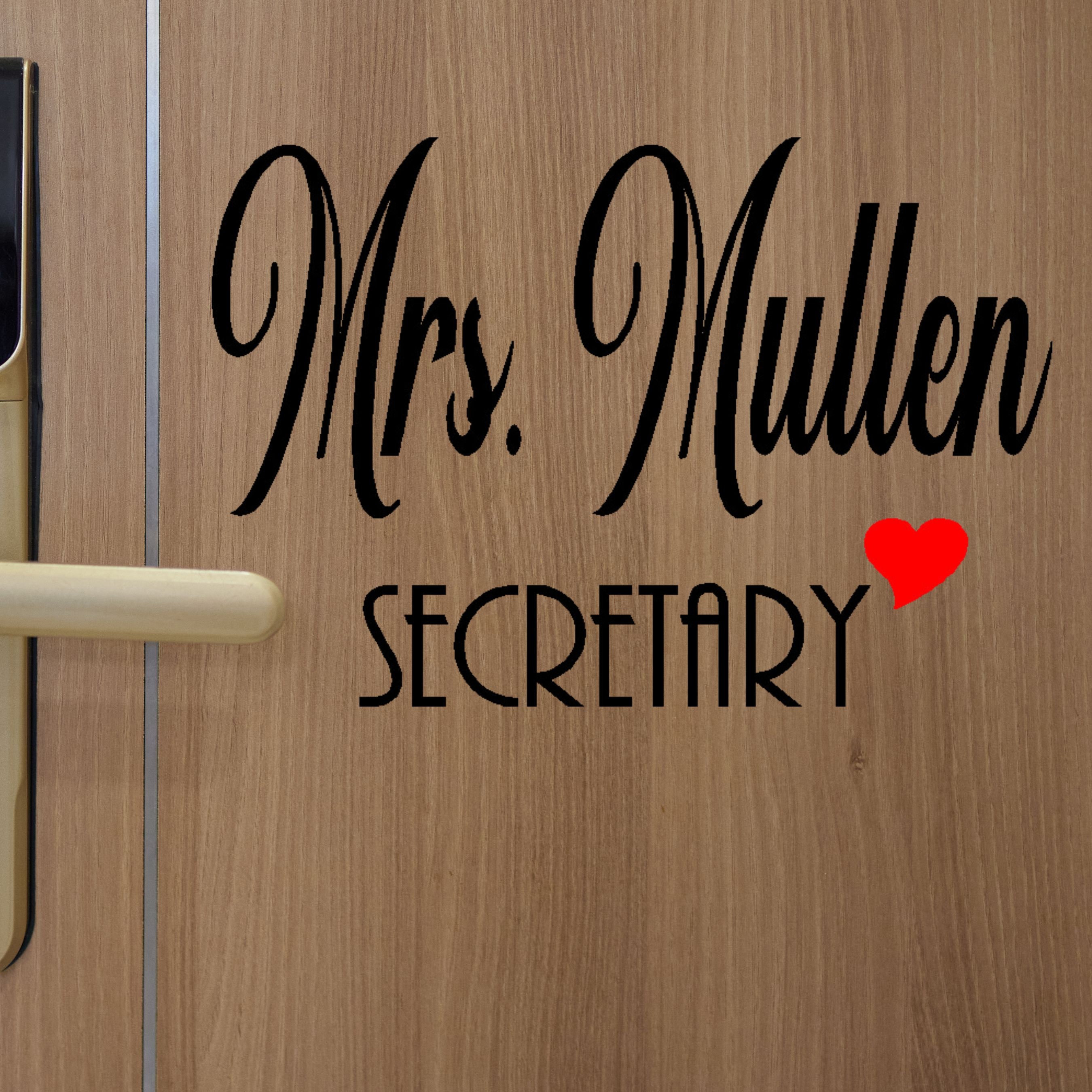 Personalized Secretary Vinyl Door Decal, Office Name Sign, Removable ...