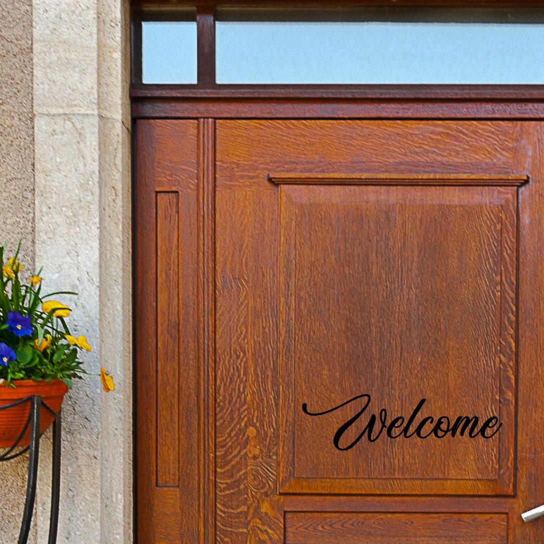 Welcome Vinyl Door Decal, Front Entrance Sign, Removable Sticker ...