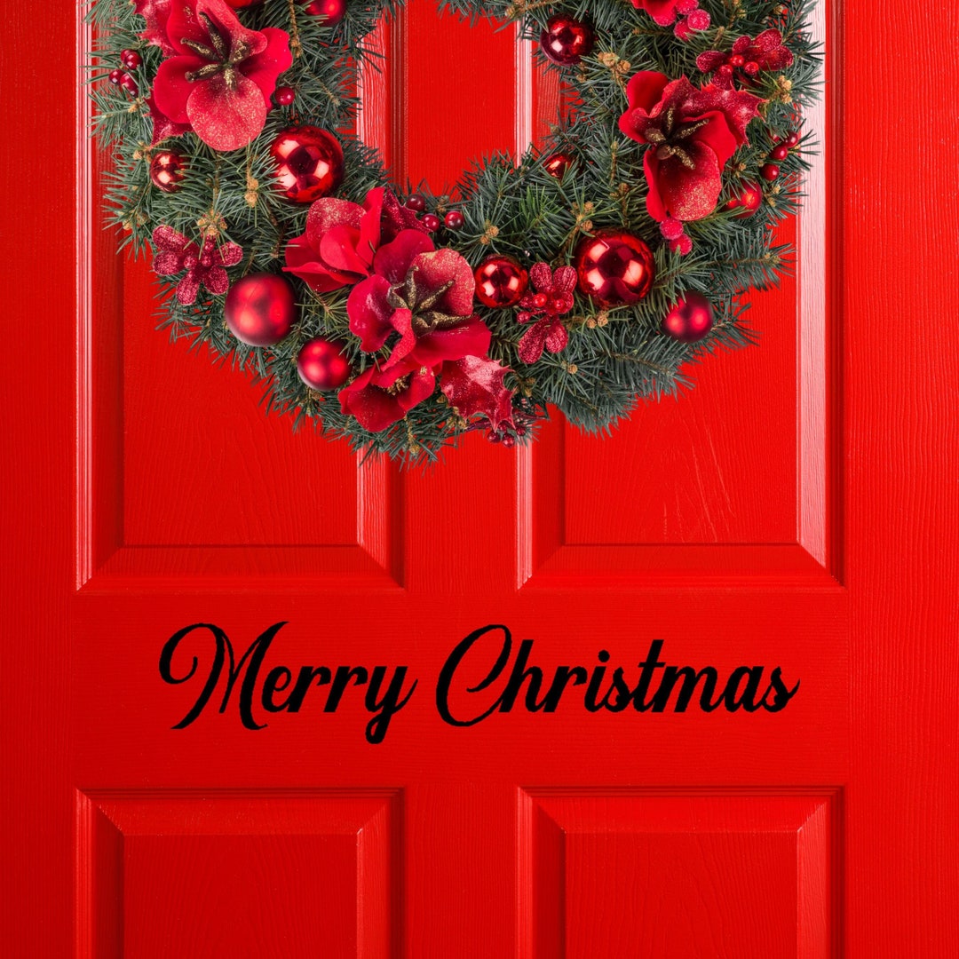 Merry Christmas Vinyl Decal Sign for Front Door or Window Christmas ...