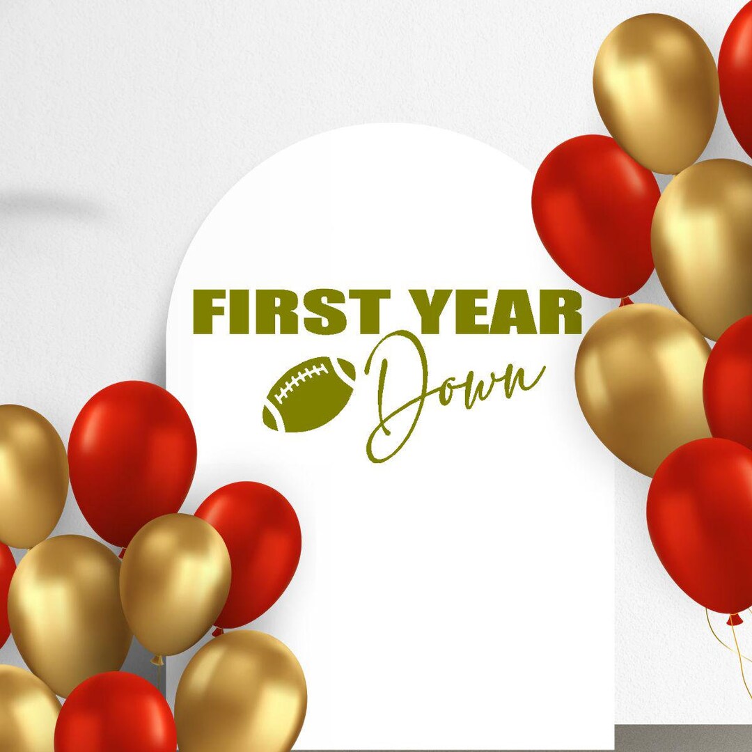First Year Down Vinyl Decal for Baby 1st Football Themed Birthday Party ...