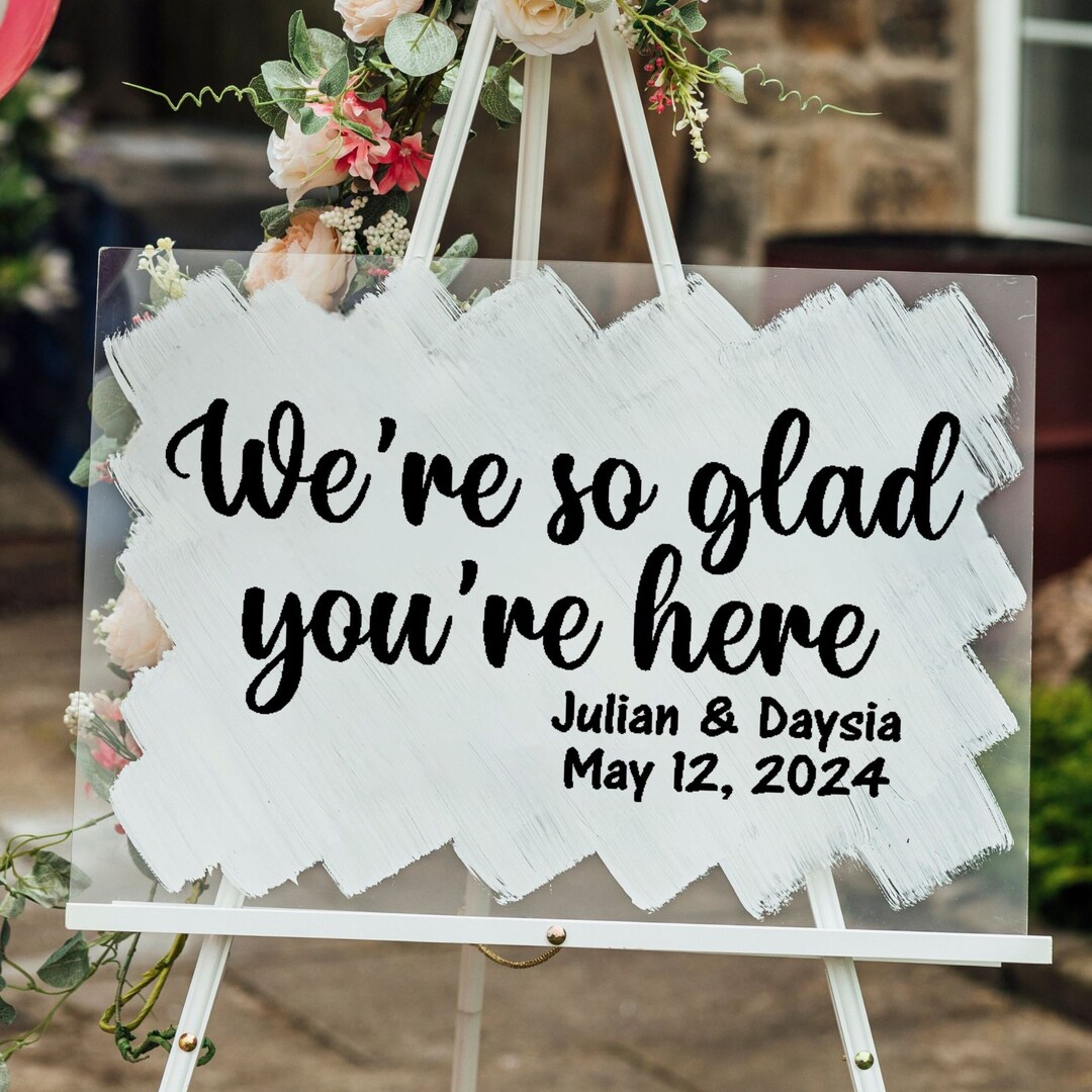 We're so Glad You're Here Vinyl Decal, Vinyl Modern Wedding, Welcome ...