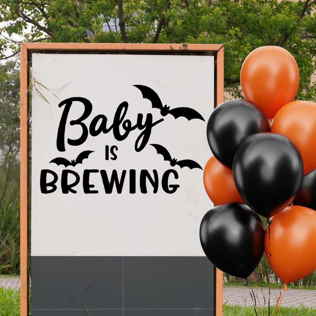 Baby is Brewing With Bats for Baby Shower Welcome Sign Vinyl Decal ...