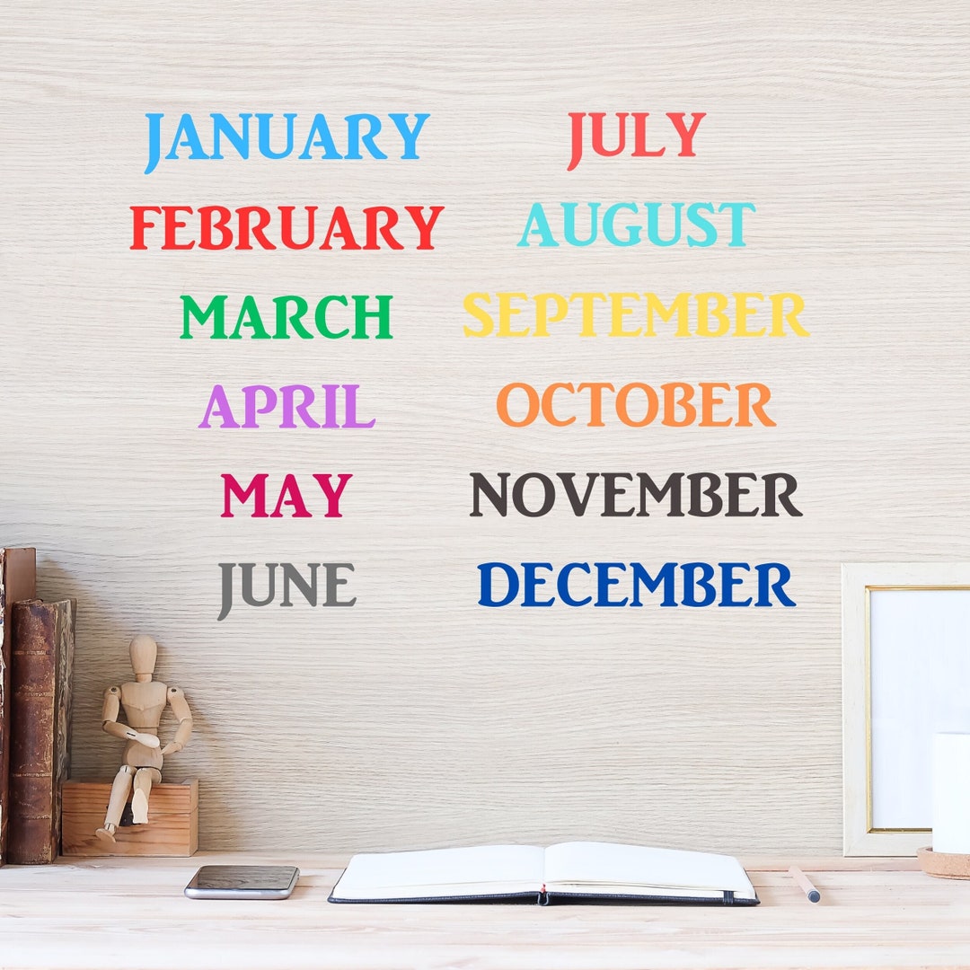 Colorful Months of the Year Vinyl Wall Decal School Calendar DIY ...