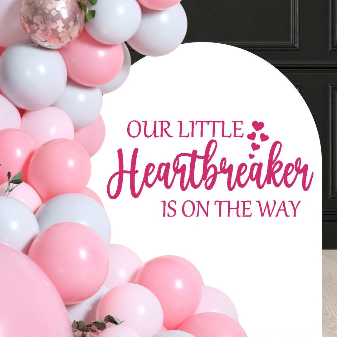 Our Little Heartbreaker is on the Way Vinyl Decal, Backdrop Balloon ...