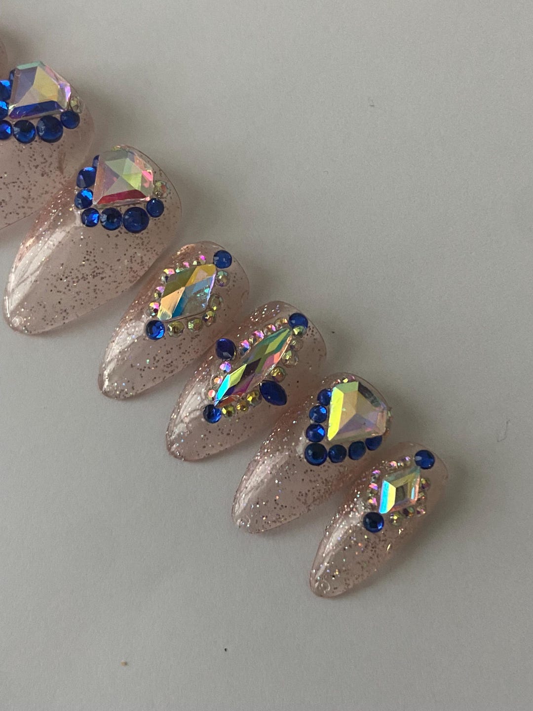 Sheer Rose Pink and Blue Press on Nails - Etsy