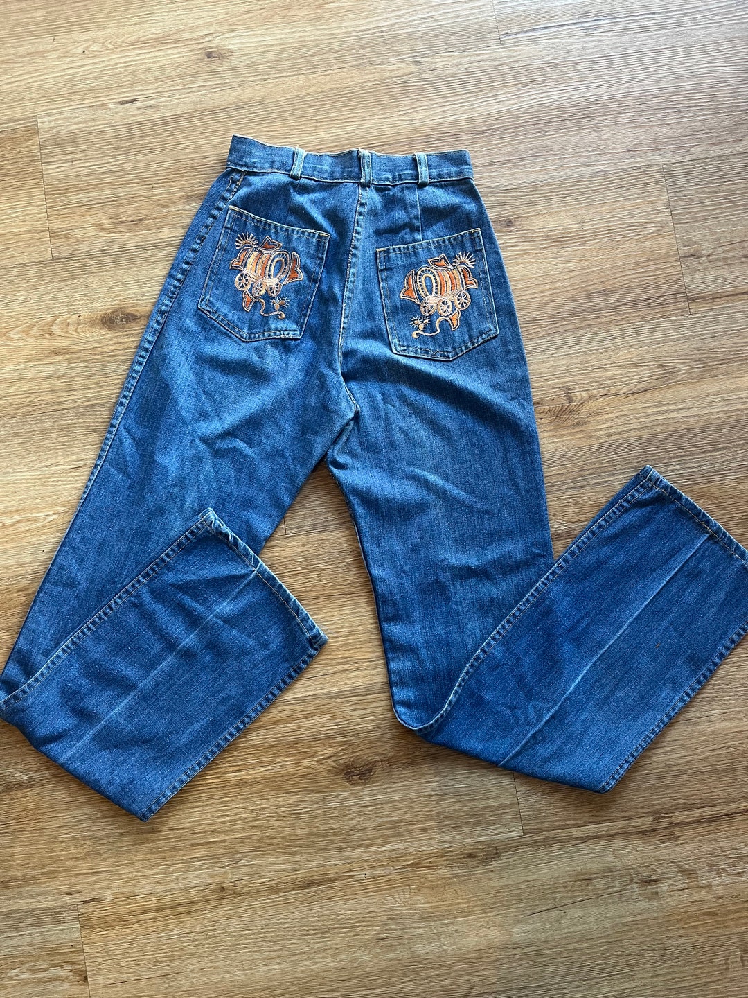 Rare 1970s Denim Jeans With Stagecoach Embroidered Pockets - Etsy