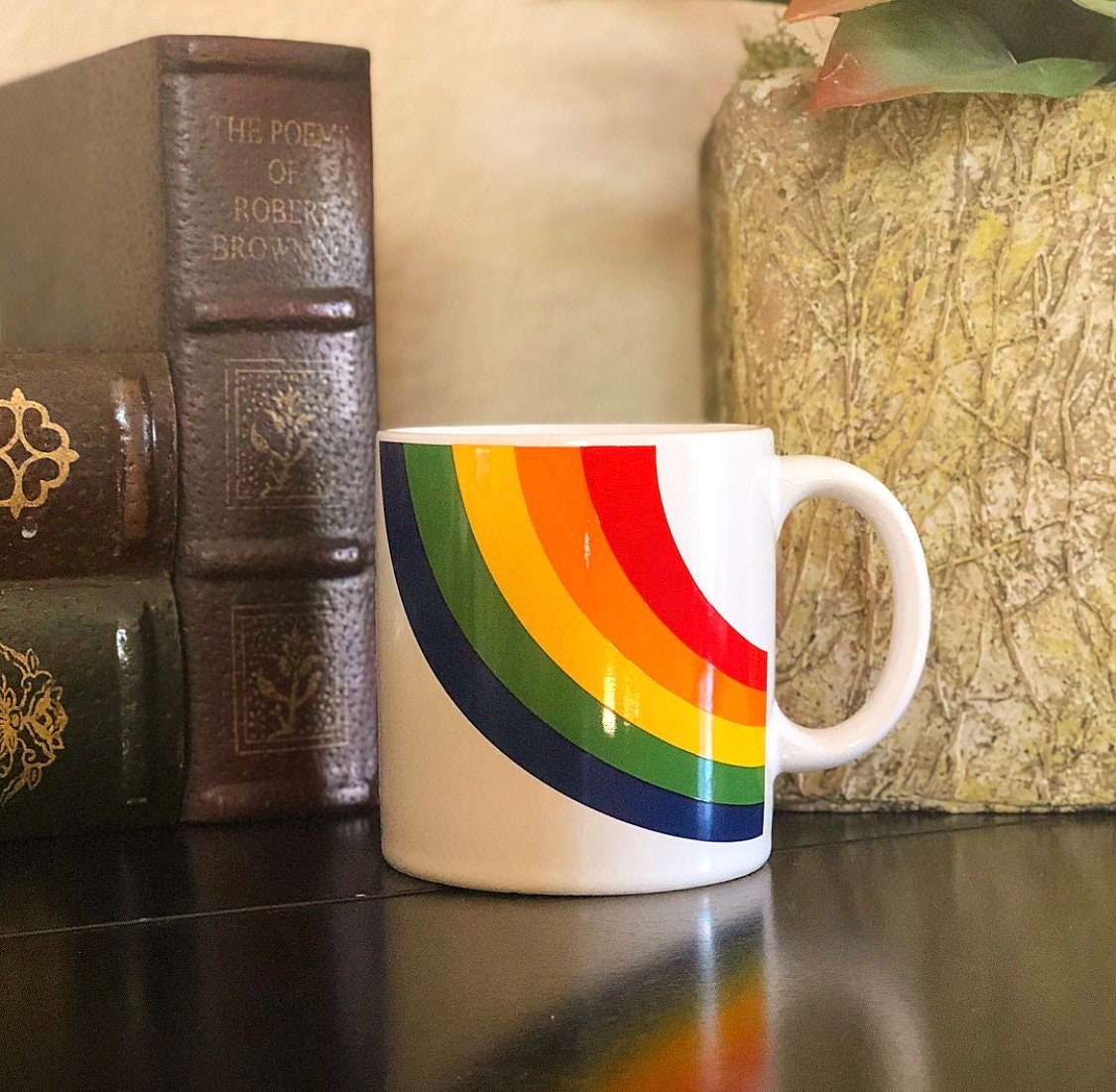 1970s Authentic Vintage Groovy Hippie Rainbow Ceramic Coffee Mug