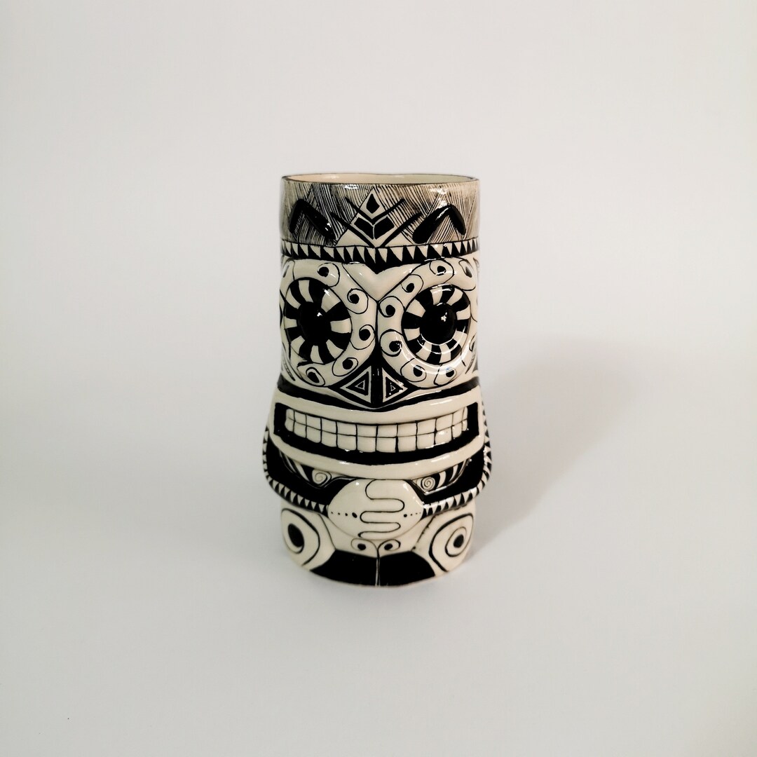 Hand-painted Ceramic Tiki Mug | Hawaiian Decor, Tropical Cocktails - Etsy
