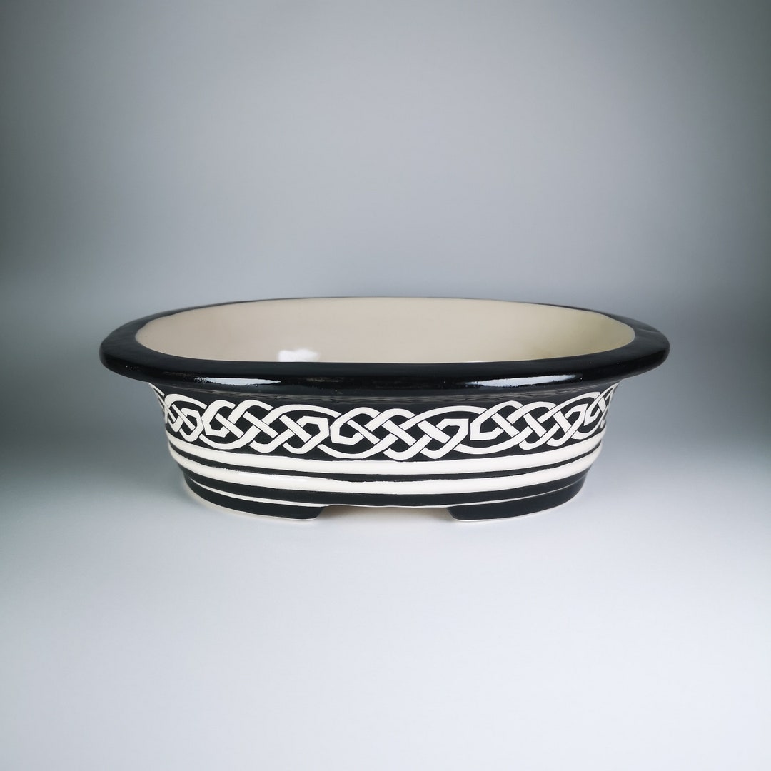 Hand-painted Bonsai Pot: Celtic Knot Ceramic Succulent Planter - Etsy