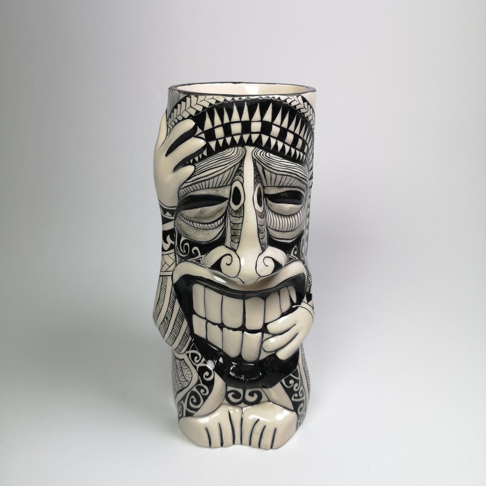 Handpainted Tiki Mug Drinkware Tiki Style Mug Ceramic - Etsy