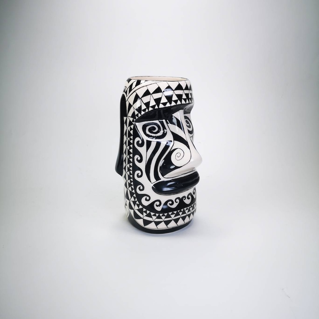 Handpainted Moai Tiki Mug: Maori Style Ceramic Cocktail Cup - Etsy