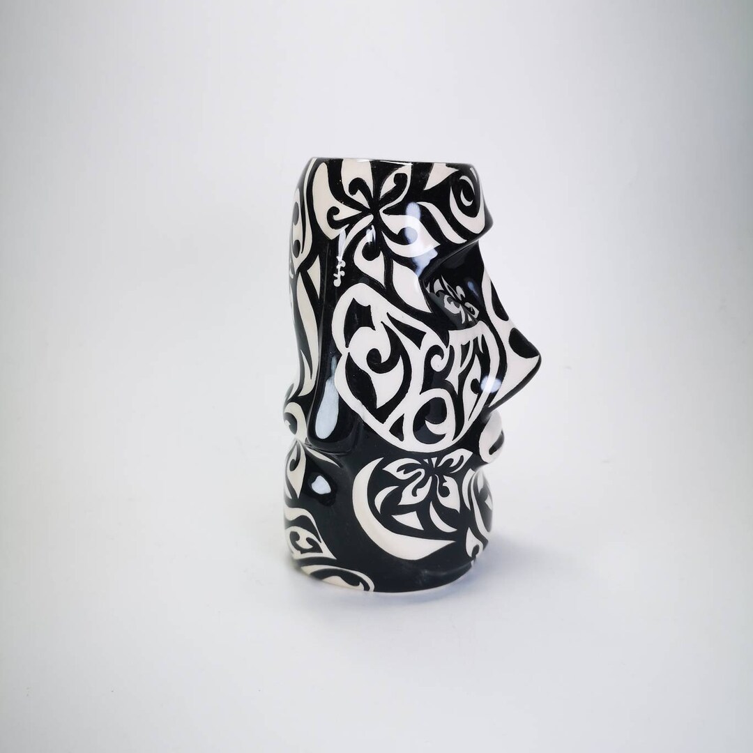 Hand-painted Moai Tiki Mug: Maori Style Ceramic Cocktail Cup - Etsy