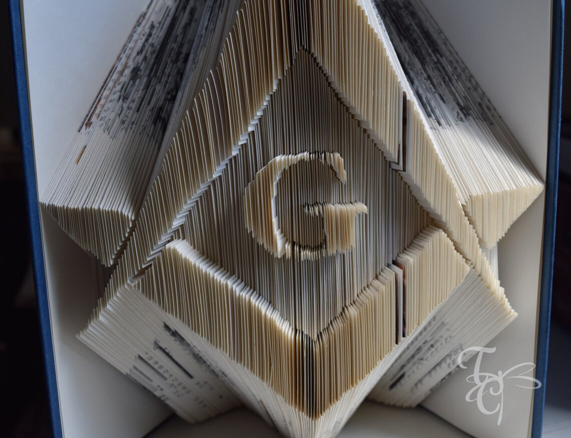 Folded Book Art - Masonic Symbol - Book Sculpture - Unique - Book ...